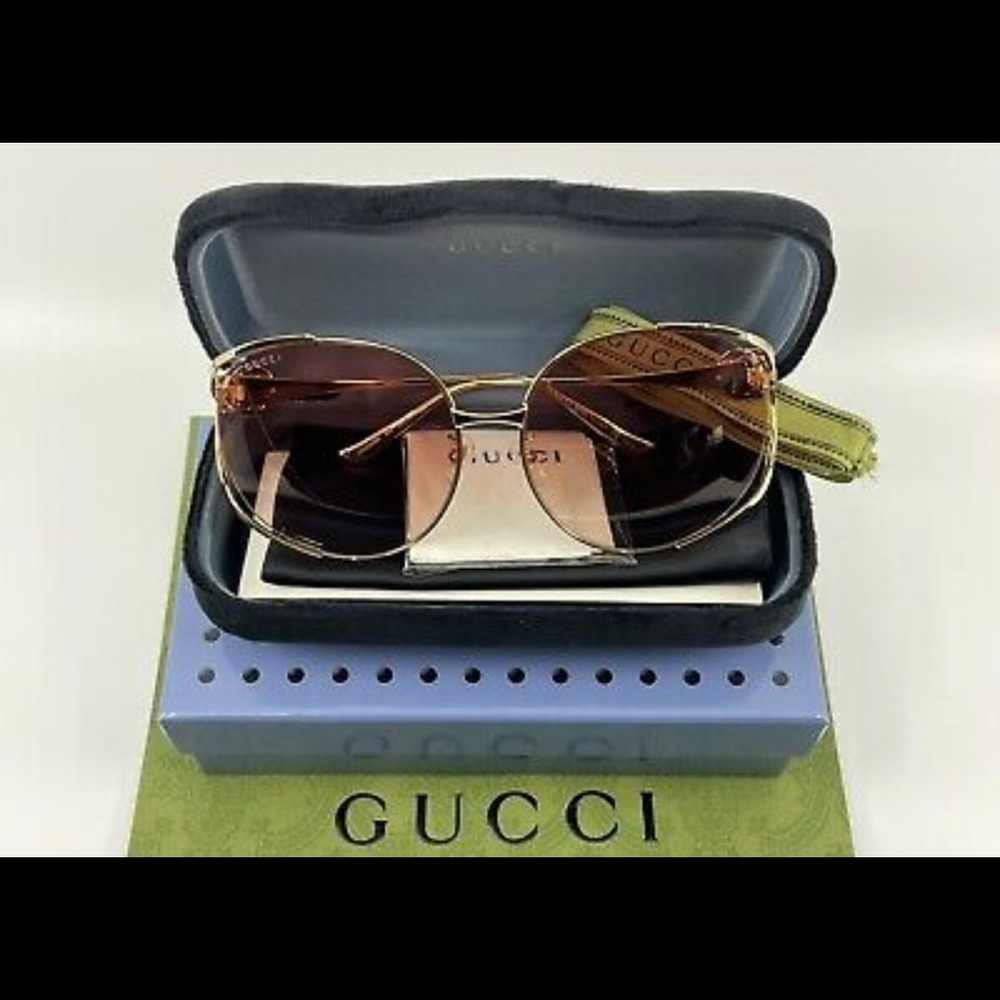 Gucci Round Gold Metal Frame With Pink Gradient Lens … - Gem